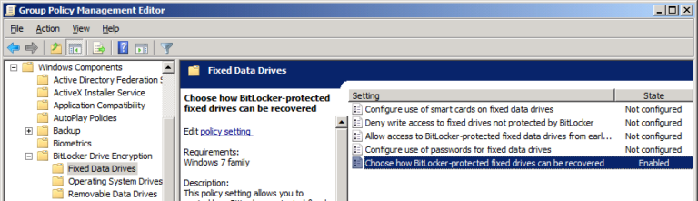 Enable BitLocker, Automatically save Keys to Active Directory – Concurrency