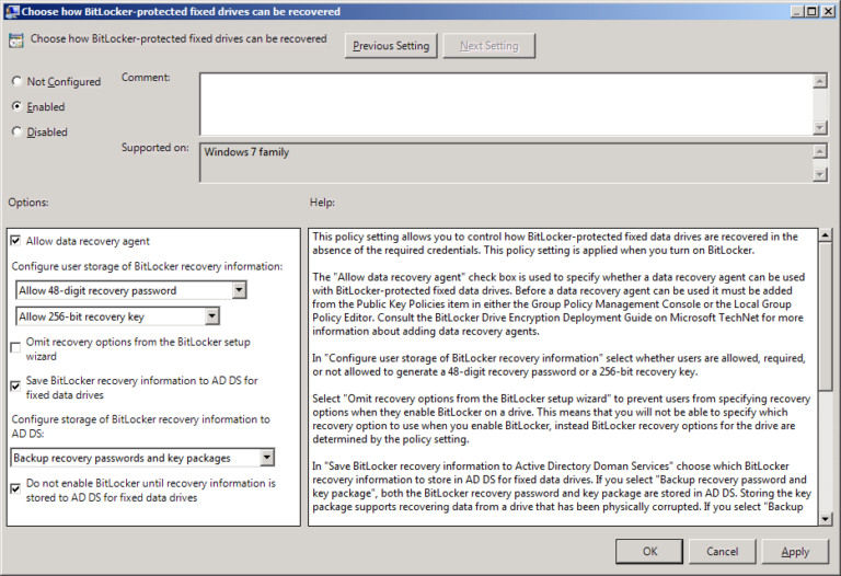Enable Bitlocker Automatically Save Keys To Active Directory Concurrency