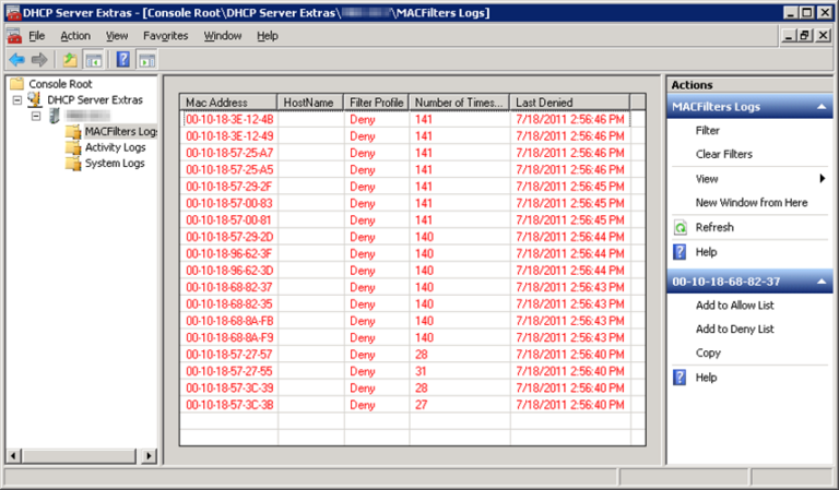 DHCP Filtering – Concurrency